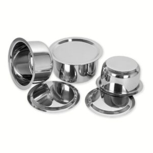 sumeet 3 pcs stainless steel induction & gas stove friendly container set/tope/cookware set with lids size no.10 to no.12