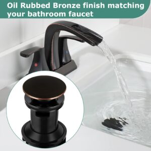 PARLOS Push & Seal Pop Up Drain Assembly Stopper for Bathroom Sink with Overflow Oil Rubbed Bronze, 20716