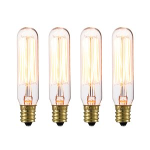 globe electric 80151 40w vintage edison mini tube clear glass dimmable incandescent light bulb 4-pack, e12 base, 210 lumens, edison bulbs, vintage light bulbs, e12 light bulb, home improvement