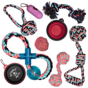 otterly pets 9-pack durable dog rope toys for aggressive chewers – 100% cotton, machine washable tug of war and fetch toys for small to medium dogs and puppies