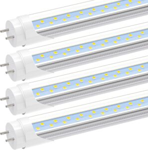 jesled t8 led 4ft type a+b light bulbs, 24w(65w equivalent), 3000lm, 6000k super bright, plug and play or ballast bypass, 4 foot led fluorescent tube replacement, etl listed, dual-ended, clear(4-pack)