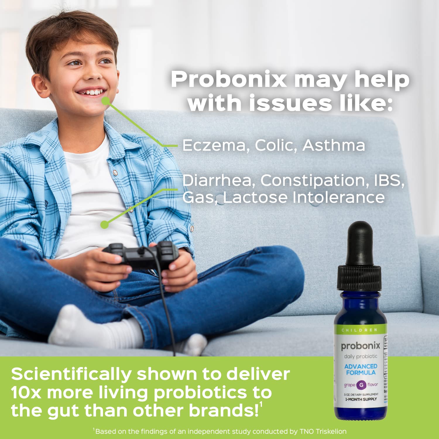 Humarian Probonix Advanced Probiotics for Kids - Extra-Strength 8-Strain Liquid Probiotic for Kids to Fortify Digestive Health and More - 90 Billion CFUs - 30-Day Supply - Tasty Grape Flavor