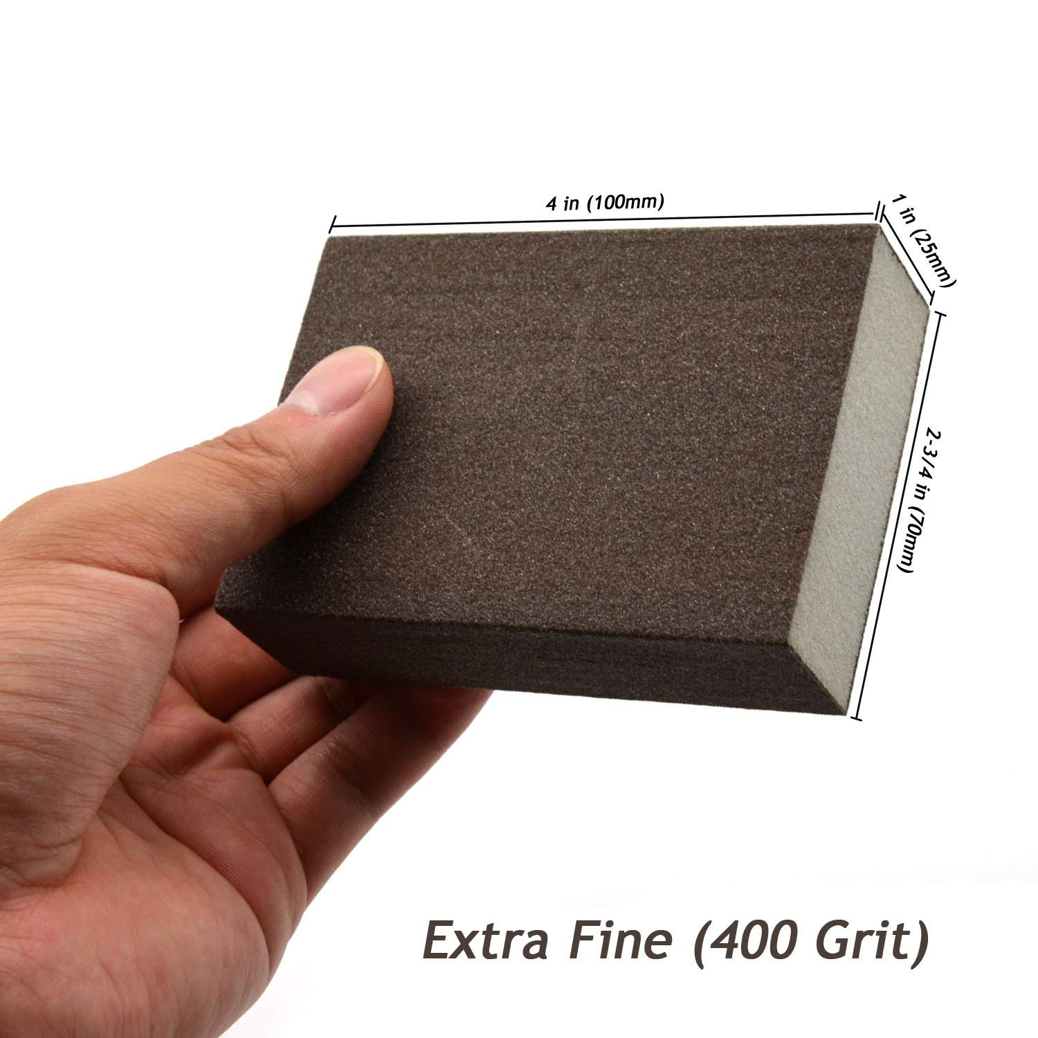 Extra Fine (400 Grit) Manual Sanding Sponge Sheet Kitchen Polishing Grinding Abrasive Sponge Block 4-Inch, 4-Pack