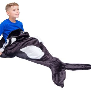 Cozy Whale Blanket for Kids Pocket Style Kids Tail Blanket Made of Extra-Soft & Durable Fabric | Orca Design | Warm & Comfortable, Sleep Sacks for Movie Night, Sleepovers, Camping