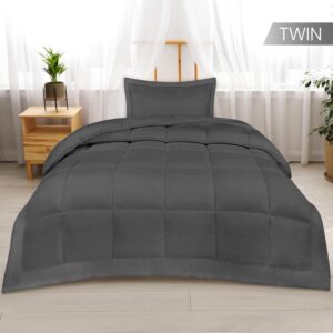 Utopia Bedding Twin Comforter Set Kids with 1 Pillow Sham, Bedding Comforter Sets, Down Alternative Grey Comforter, Soft and Comfortable, Machine Washable