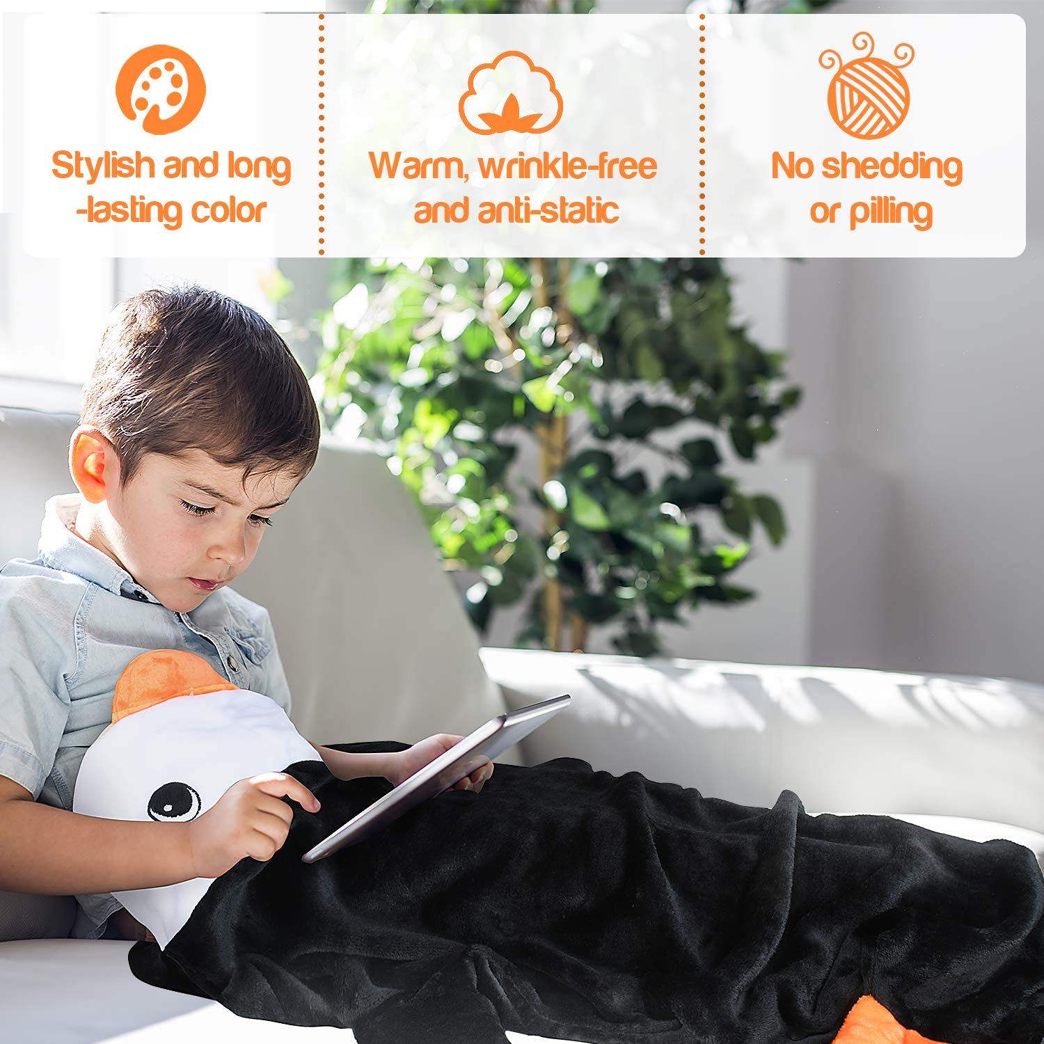 Catalonia Penguin Tails Blanket, Super Soft Plush Kids Sleeping Blanket Bag for Toddler Children Teens Boys Girls,Gift Idea