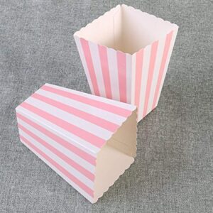 BinaryABC Popcorn Boxes,Stripe Pattern Decorative Dinnerware for Party,11.5 x 5CM,24pcs,Pink