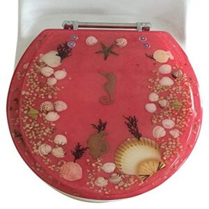 daniel's bath & beyond polyresin round seahorse toilet seat, 17", rose