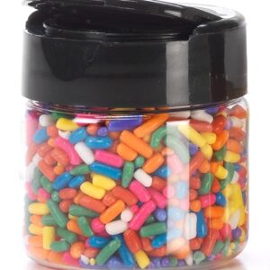 (16) 1 oz. Clear Plastic Spice Jars/Bottles With Black Flapper Lid (Pack of 16)