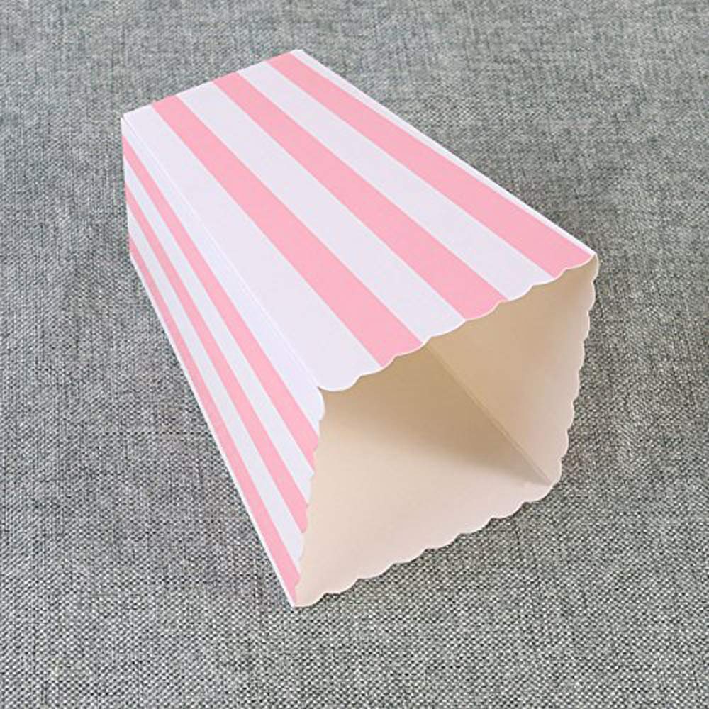 BinaryABC Popcorn Boxes,Stripe Pattern Decorative Dinnerware for Party,11.5 x 5CM,24pcs,Pink