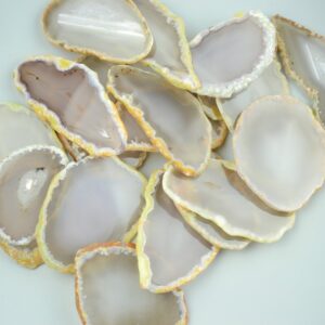 30 Pieces Agate Slices Stone Slab 2"-3" in Length for Wedding Name Cards Namecards Place Cards - White/Grey