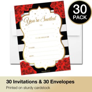 Papery Pop 30 Invitations with Envelopes - Bridal Shower Invitations, Wedding Shower Invitations, Bachelorette Party Invitations, Birthday Invitations