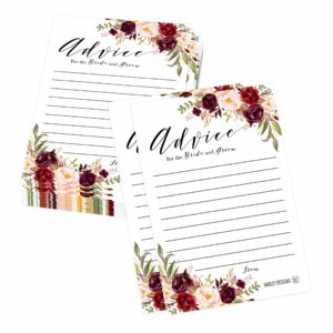 50 floral wedding advice cards for bride and groom, wedding guest book alternative, advice and wishes for the mr and mrs, advice for the bride, bridal shower advice cards, wedding card boxes reception