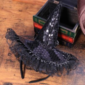 TINKSKY Children Halloween Headband Feather Party Witch Hat for Costume Dress up Party Performance Supplies (Black)