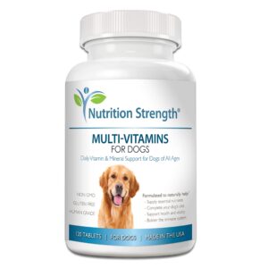 nutrition strength multivitamins for dogs, daily vitamin and mineral support, nutritional dog supplements for all canine breeds and sizes, promotes immune health in pets, 120 chewable tablets