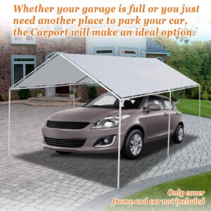 Strong Camel 10'x20' Carport Replacement Canopy Cover for Tent Top Garage Shelter Cover with Ball Bungees (Only Cover, Frame is not Included)