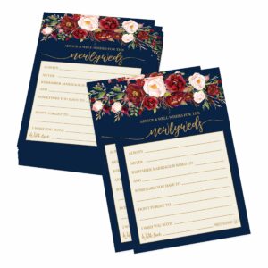 50 floral wedding advice cards for bride and groom, wedding guest book alternative, advice and wishes for the mr and mrs, advice for the bride, bridal shower advice cards, wedding card boxes reception