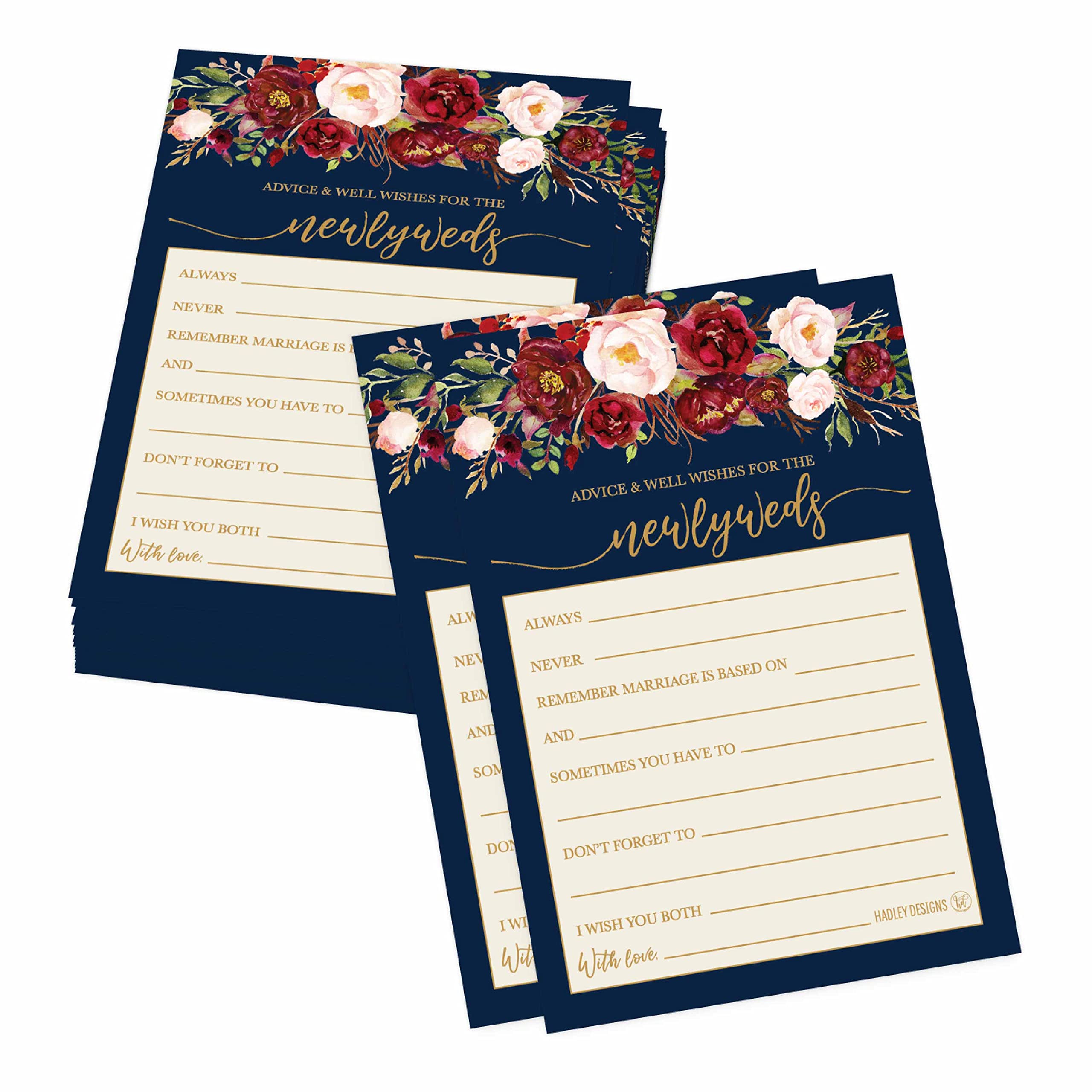 50 Floral Wedding Advice Cards For Bride and Groom, Wedding Guest Book Alternative, Advice and Wishes For The Mr and Mrs, Advice For The Bride, Bridal Shower Advice Cards, Wedding Card Boxes Reception