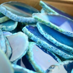 FHNP367 30 Pieces Agate Slices Stone Slab 2"-3" in Length for Wedding Name Cards Namecards Place Cards - Blue