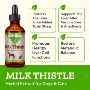 Animal Essentials Milk Thistle for Dogs & Cats - Liver Health Support, Herbal Extract, Liver Care Supplement, Organic Liquid Drops - 2 Fl Oz