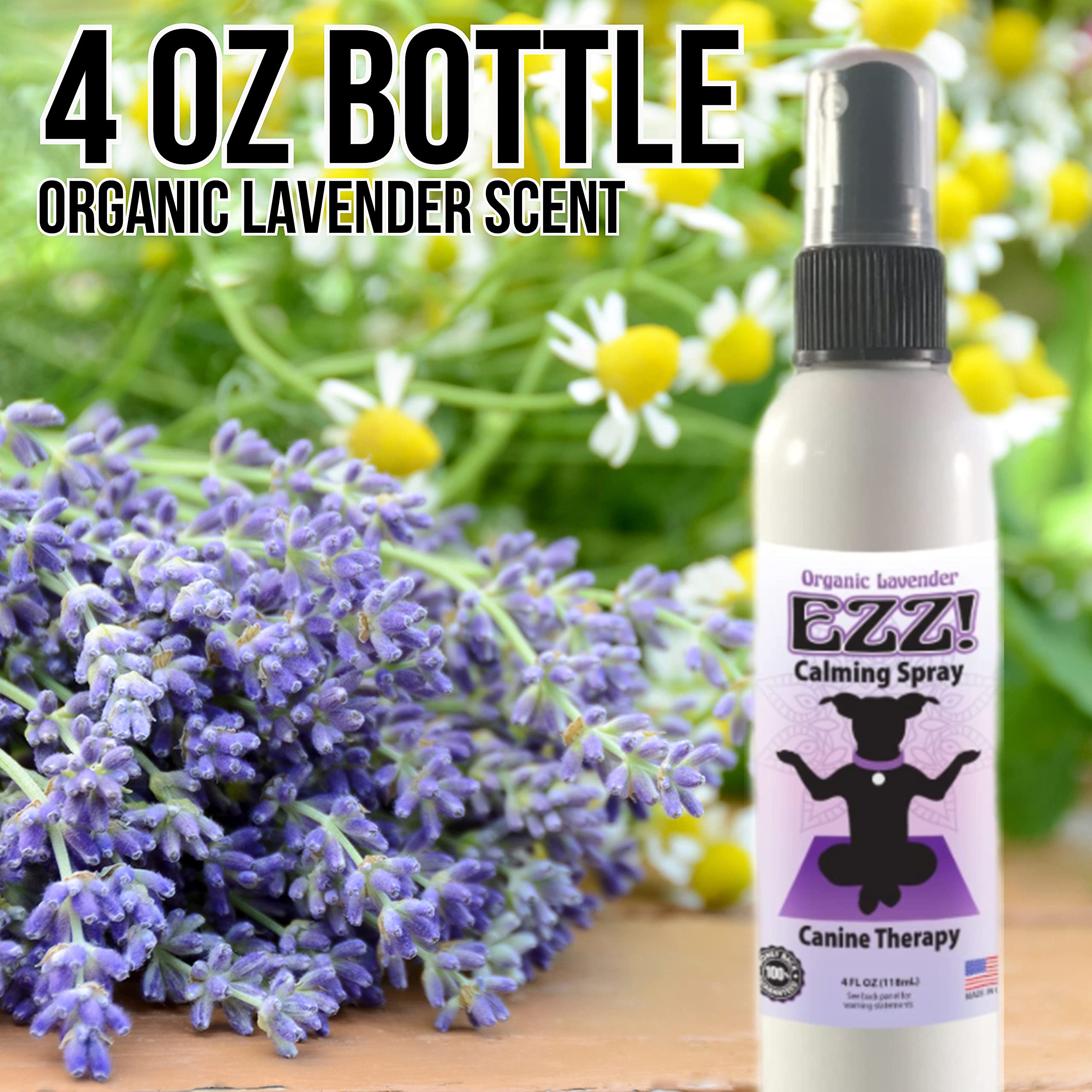 Mold Monster EZZ! Canine Calming Spray- Organic Lavender Aromatherapy Dog Calming Aid - Safely Soothe Your Dog with EZZ- 4 oz