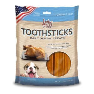 loving pets toothsticks - chicken dental sticks for dogs (for toy/small dogs 1-20 lbs)