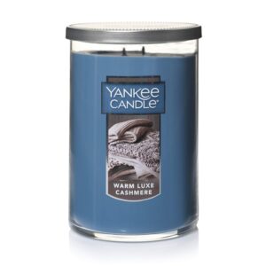 yankee candle warm luxe cashmere scented, classic 22oz large tumbler 2-wick candle, over 75 hours of burn time, ideal for fall decor, home fragrance, and gifting