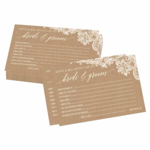 50 wedding advice cards for bride and groom rustic bridal shower games for guests, wedding card boxes for reception, wedding guest book alternative, wedding games for guests, advice for the bride card