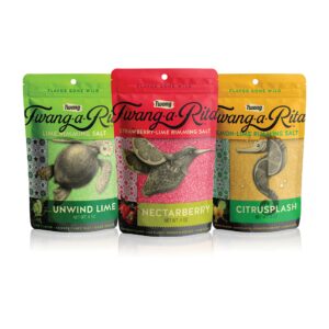 twang-a-rita cocktail rimming salt blend, lime variety, 4 ounce pouch (set of 3) 1 each: strawberry-lime, lemon-lime, lime