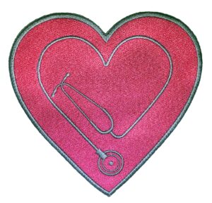 heart stethoscope design iron on patch - great for doctors and nurse care