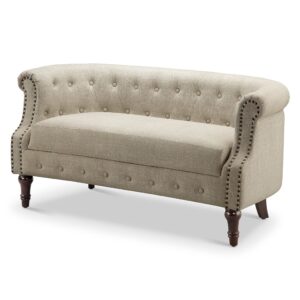 rosevera c18-1 (1-b) garner chesterfield settee loveseat, beige