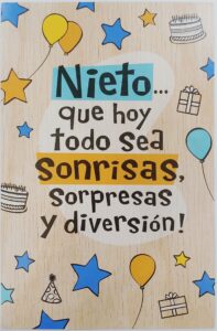 feliz cumpleanos nieto - happy birthday grandchild greeting card (spanish)