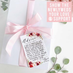 50 Floral Wedding Advice Cards For Bride and Groom, Wedding Guest Book Alternative, Advice and Wishes For The Mr and Mrs, Advice For The Bride, Bridal Shower Advice Cards, Wedding Card Boxes Reception