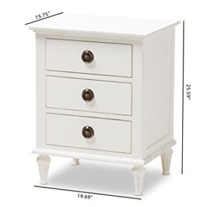 Baxton Studio 3-Drawer, White Wash