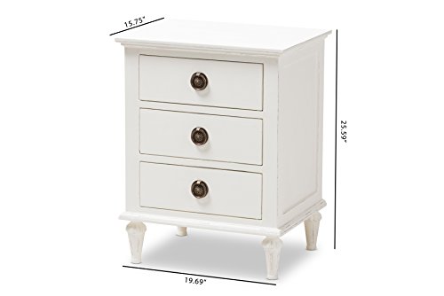 Baxton Studio 3-Drawer, White Wash