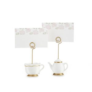 kate aspen, place card holders, tea time whimsy, teapot and teacup, place cards included, set of 6,pink