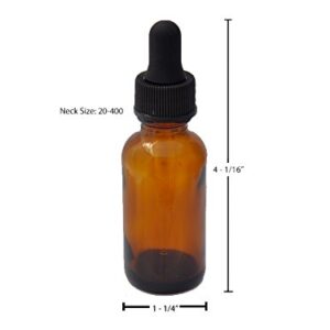 DropperStop™ 1oz Amber Glass Dropper Bottles (30mL) with Tapered Glass Droppers - Pack of 99