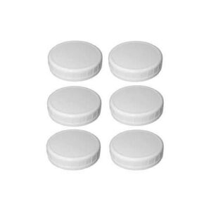 sunshine mason co. regular mouth mason jar plastic storage caps 6 pieces, white