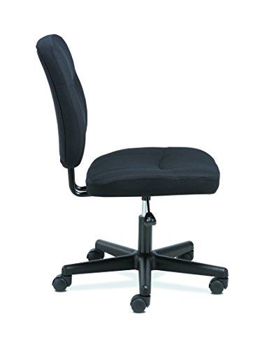 HON Sadie Home Office Desk Chair No Arms, Swivel Desk Chair With Wheels, Task Computer Chair for Office Desk, Black