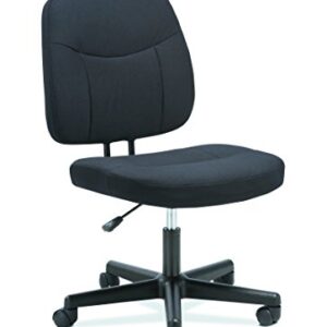 HON Sadie Home Office Desk Chair No Arms, Swivel Desk Chair With Wheels, Task Computer Chair for Office Desk, Black