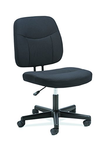 HON Sadie Home Office Desk Chair No Arms, Swivel Desk Chair With Wheels, Task Computer Chair for Office Desk, Black