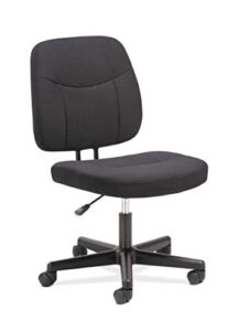 hon sadie home office desk chair no arms, swivel desk chair with wheels, task computer chair for office desk, black