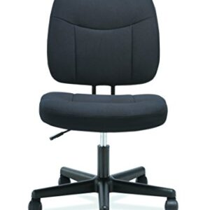 HON Sadie Home Office Desk Chair No Arms, Swivel Desk Chair With Wheels, Task Computer Chair for Office Desk, Black