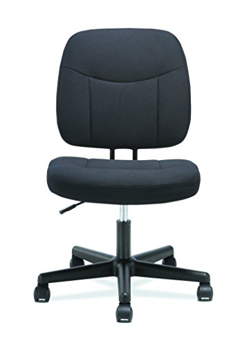 HON Sadie Home Office Desk Chair No Arms, Swivel Desk Chair With Wheels, Task Computer Chair for Office Desk, Black