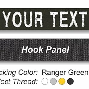 Custom Embroidered Uniform Name Tapes on Twill Fabric - Hook Backing - Ranger Green Twill Fabric