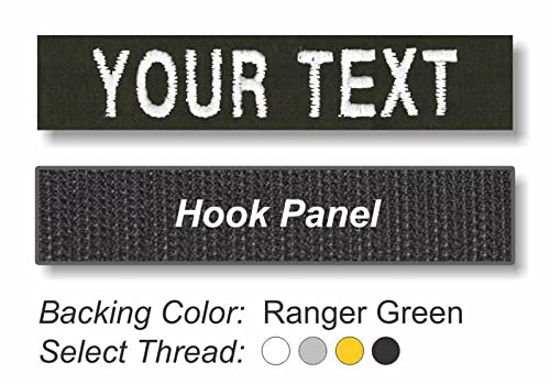 Custom Embroidered Uniform Name Tapes on Twill Fabric - Hook Backing - Ranger Green Twill Fabric