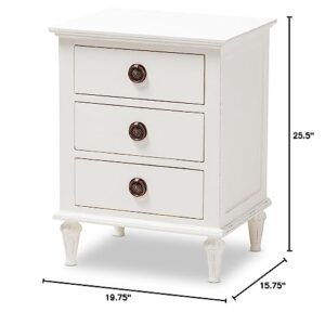 Baxton Studio 3-Drawer, White Wash