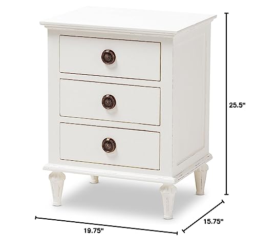 Baxton Studio 3-Drawer, White Wash