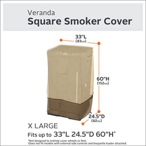 Classic Accessories Veranda Water-Resistant 33 Inch Square Smoker Grill Cover, Grill Cover for Outdoor Grill, BBQ Cover