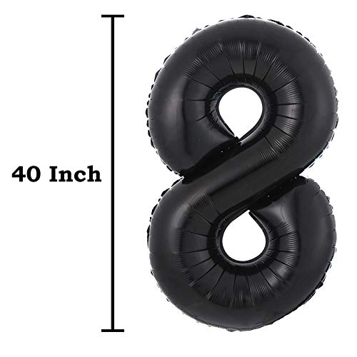 40inch Jumbo Black 18 Number Balloons for 18th Birthday Party Decoration Men Women 18 Years Old Birthday Party Supplies use Them as Props for Photos (Black 18)